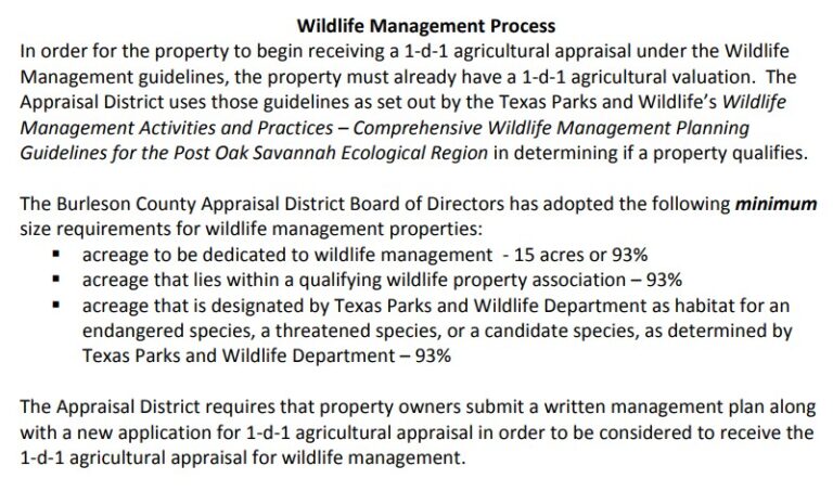 Wildlife Exemption in Burleson County: Developing a Plan - Wildlife ...
